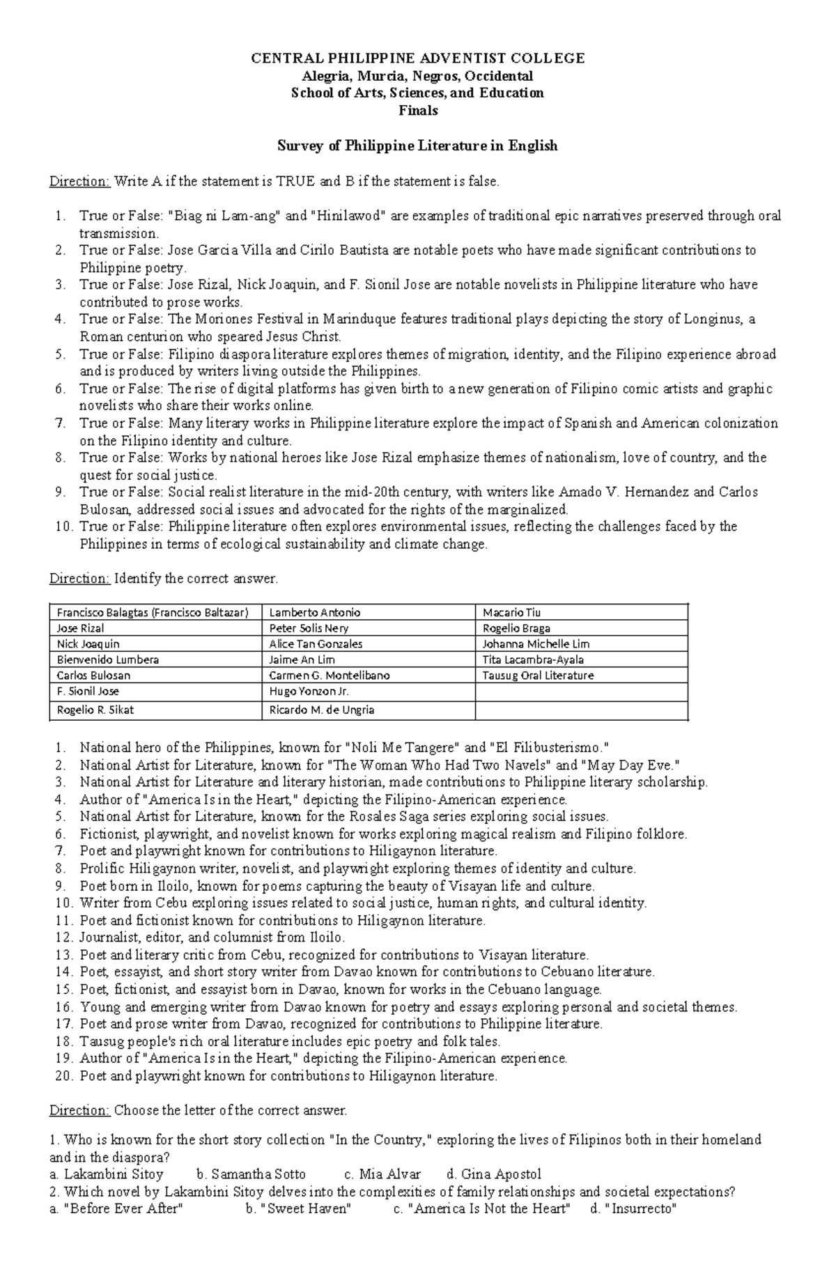 SPLE Finals Exam - Education is a multifaceted subject that delves into ...