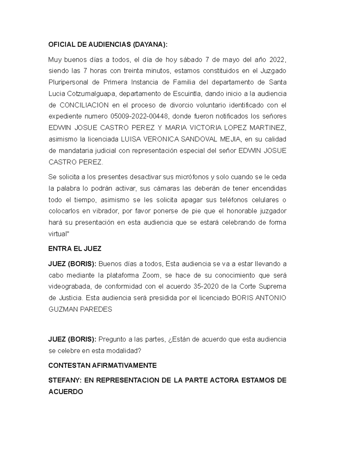 GUIA DE Audiencia Clinica Civil Nueva 1111 - OFICIAL DE AUDIENCIAS ...