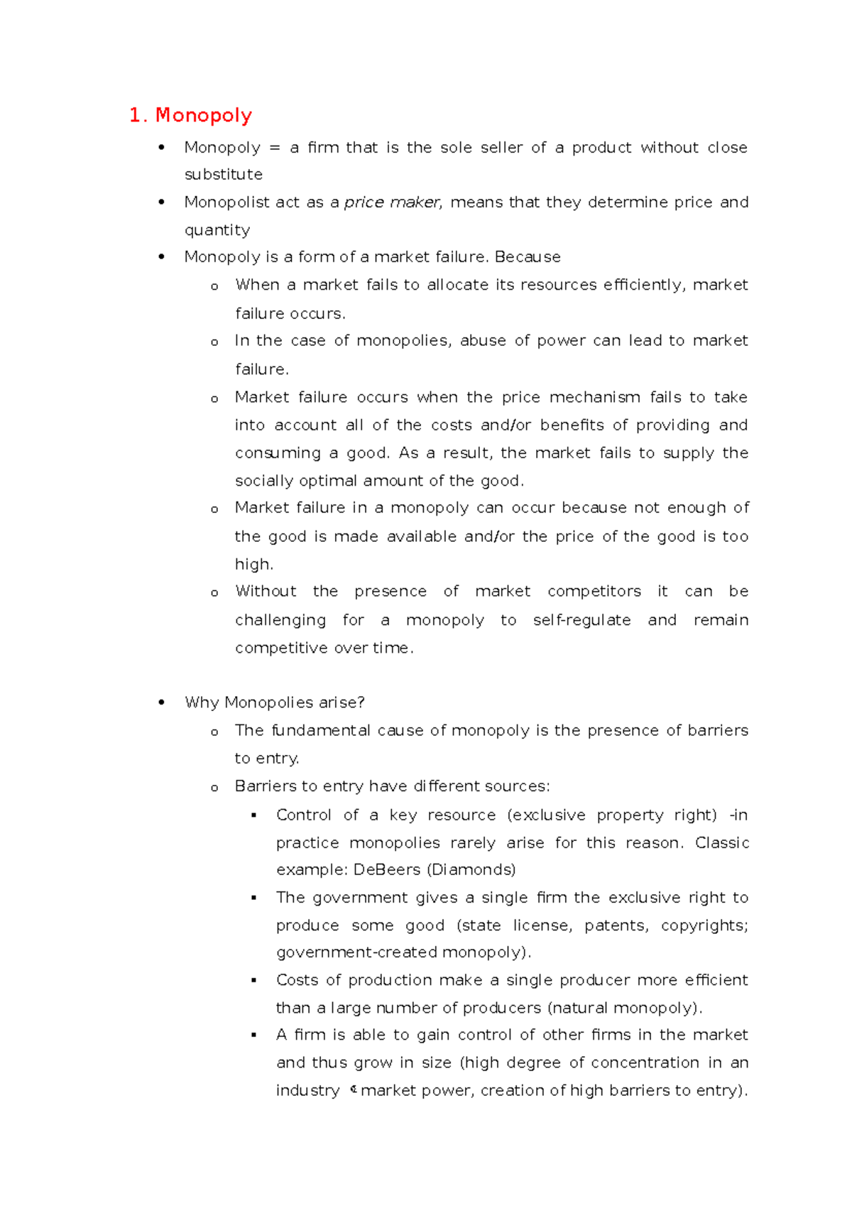 Monopoly - Economics - 1. Monopoly Monopoly = a firm that is the sole ...