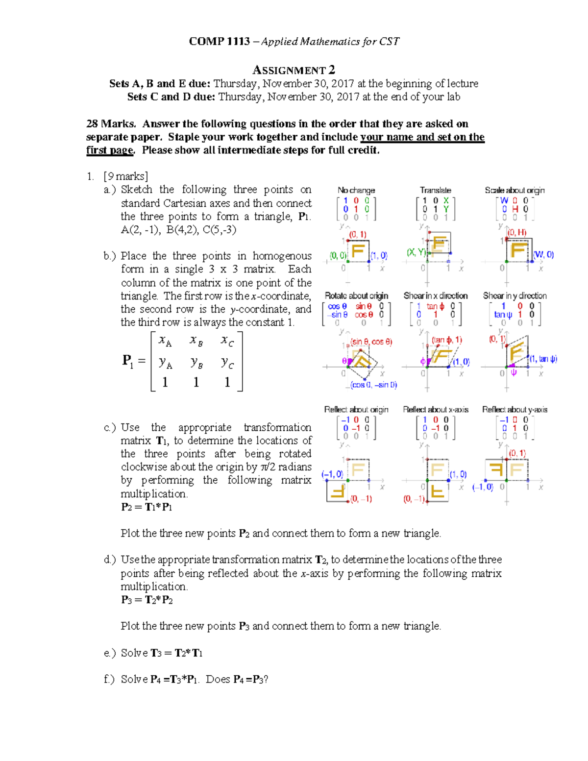 COMP 1113 Assignment 2 Fall 2017 - COMP 1113 – Applied Mathematics for ...