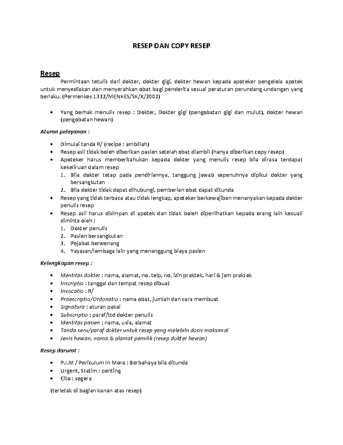 Resume P4 Resep DAN COPY Resep - RESEP DAN COPY RESEP Resep Permintaan ...