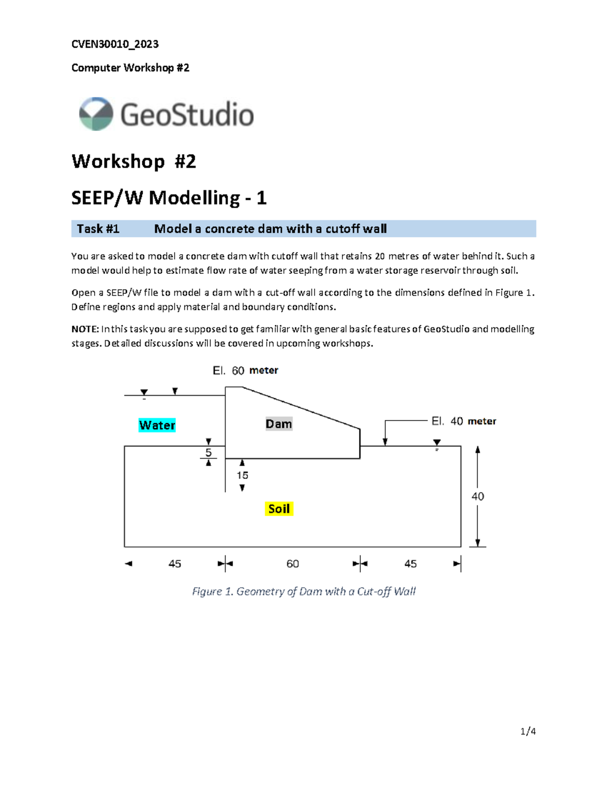 Workshop 2 Concrete Dam with Cutoff-2023 - Computer Workshop Water Dam ...