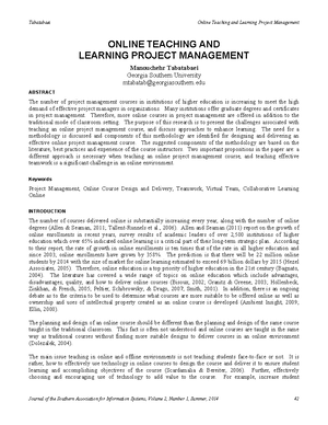 Online teaching and learning project management - ONLINE TEACHING AND ...