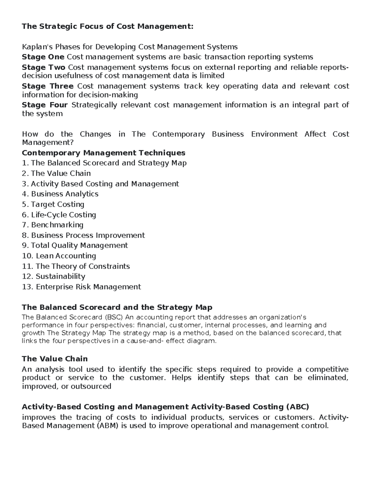 Strat-cost-intro - strat cost - The Strategic Focus of Cost Management ...