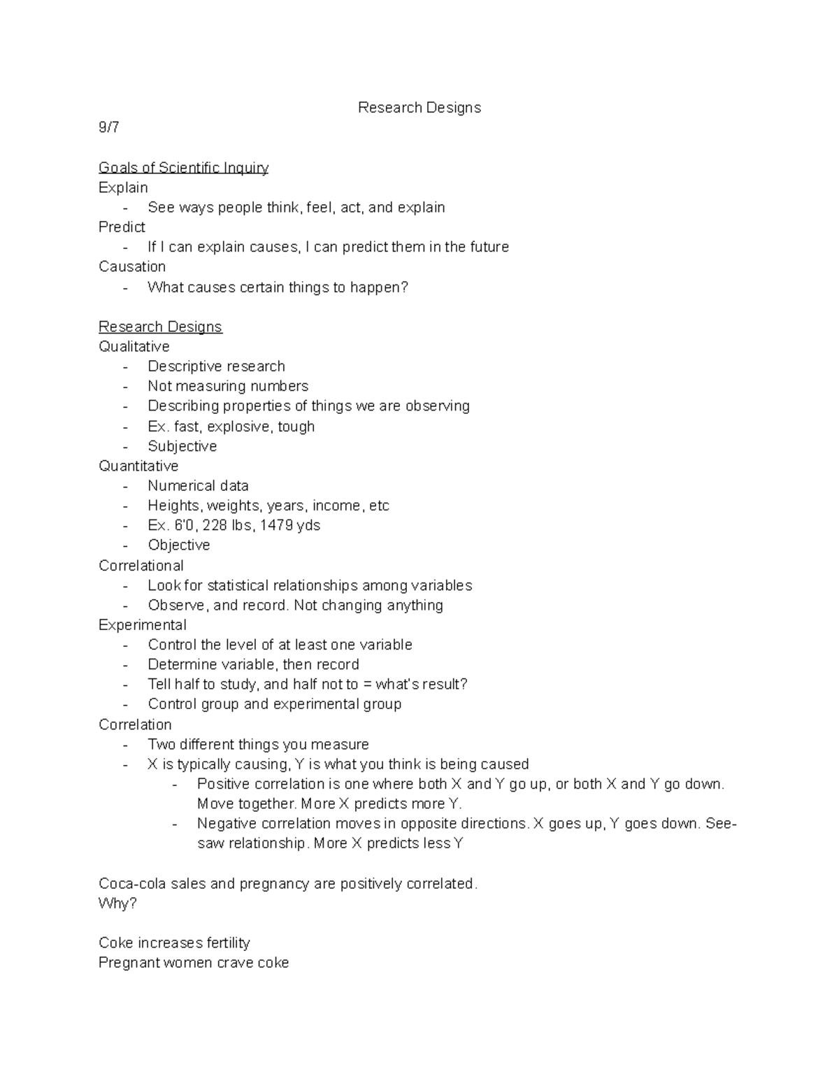 Research Designs - PSY2400 - UNIT 1 LECTURE NOTES - Research Designs 9 ...