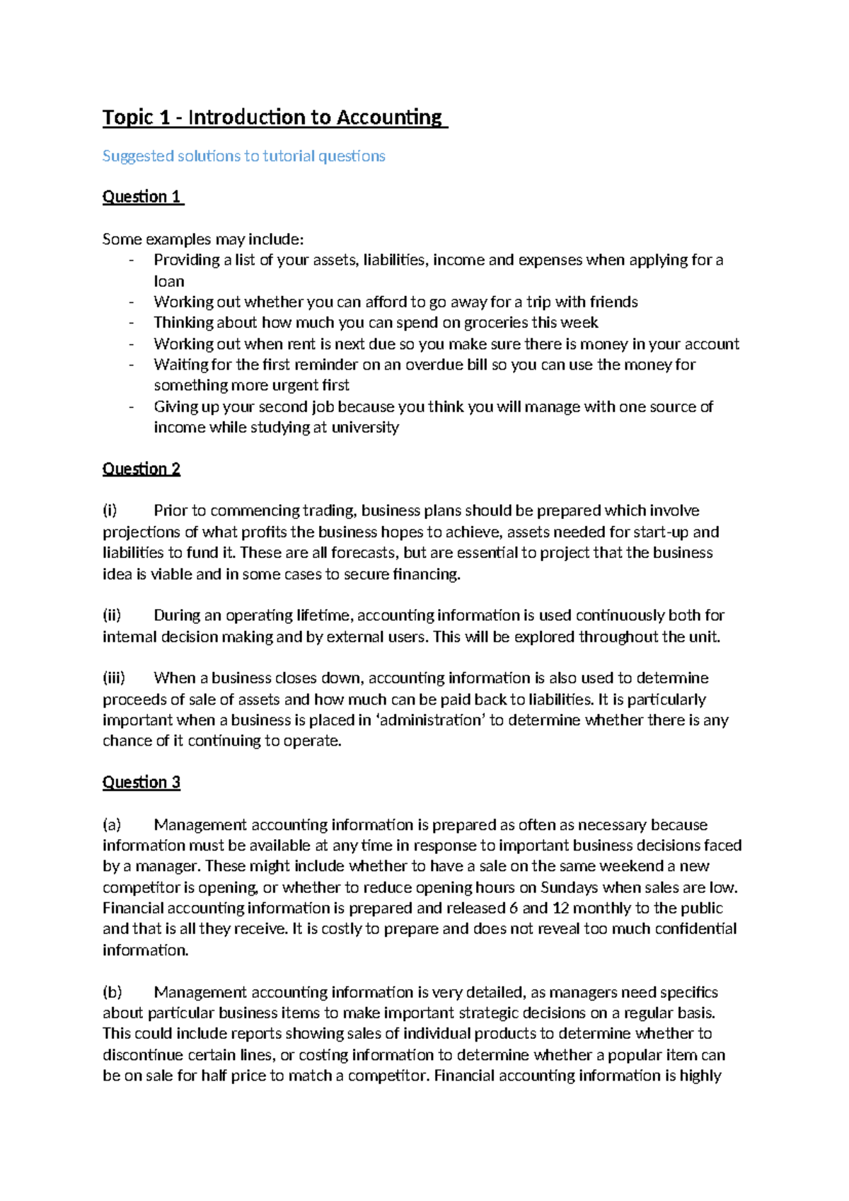 Topic 1 Solutions to Tutorial Exercises - Topic 1 - Introduction to ...