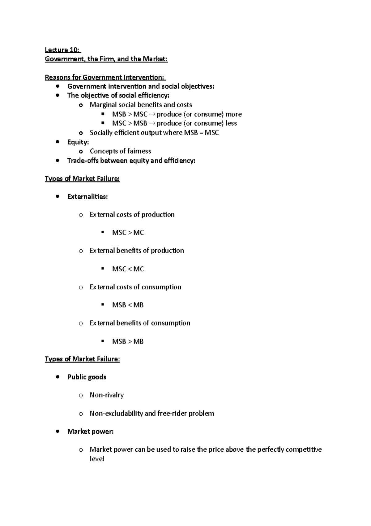 Government, the Firm and The Market - Lecture 10: Government, the Firm ...