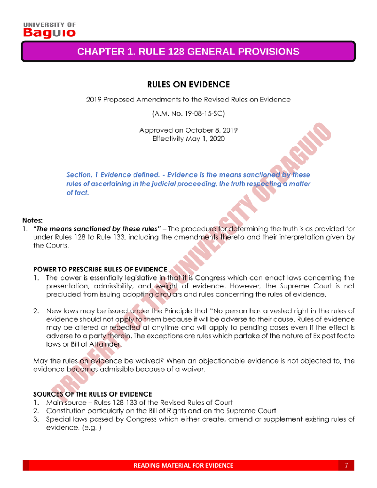 Evidence NOTE First Grading - Criminology - Studocu