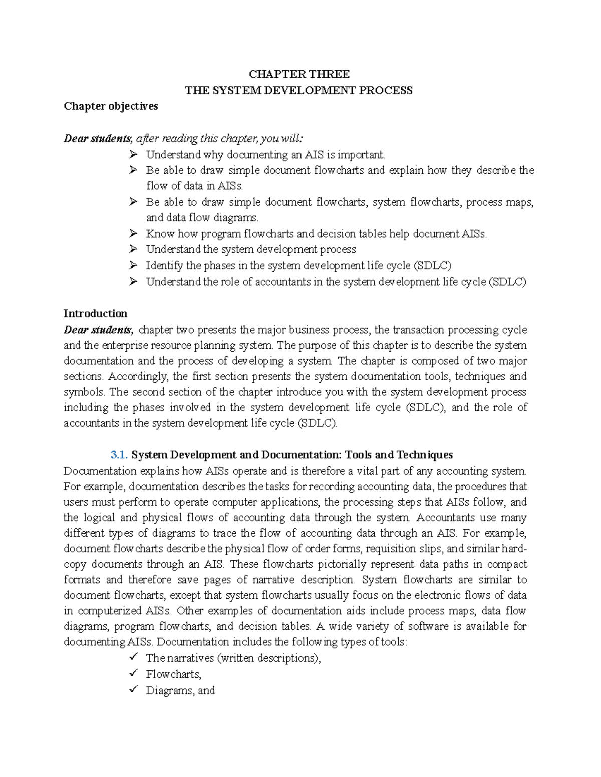 Chapter 1 - CHAPTER THREE THE SYSTEM DEVELOPMENT PROCESS Chapter ...