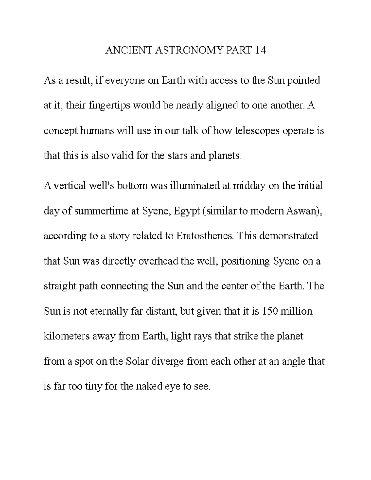 Ancient Astronomy PART 14 - ANCIENT ASTRONOMY PART 14 As a result, if ...