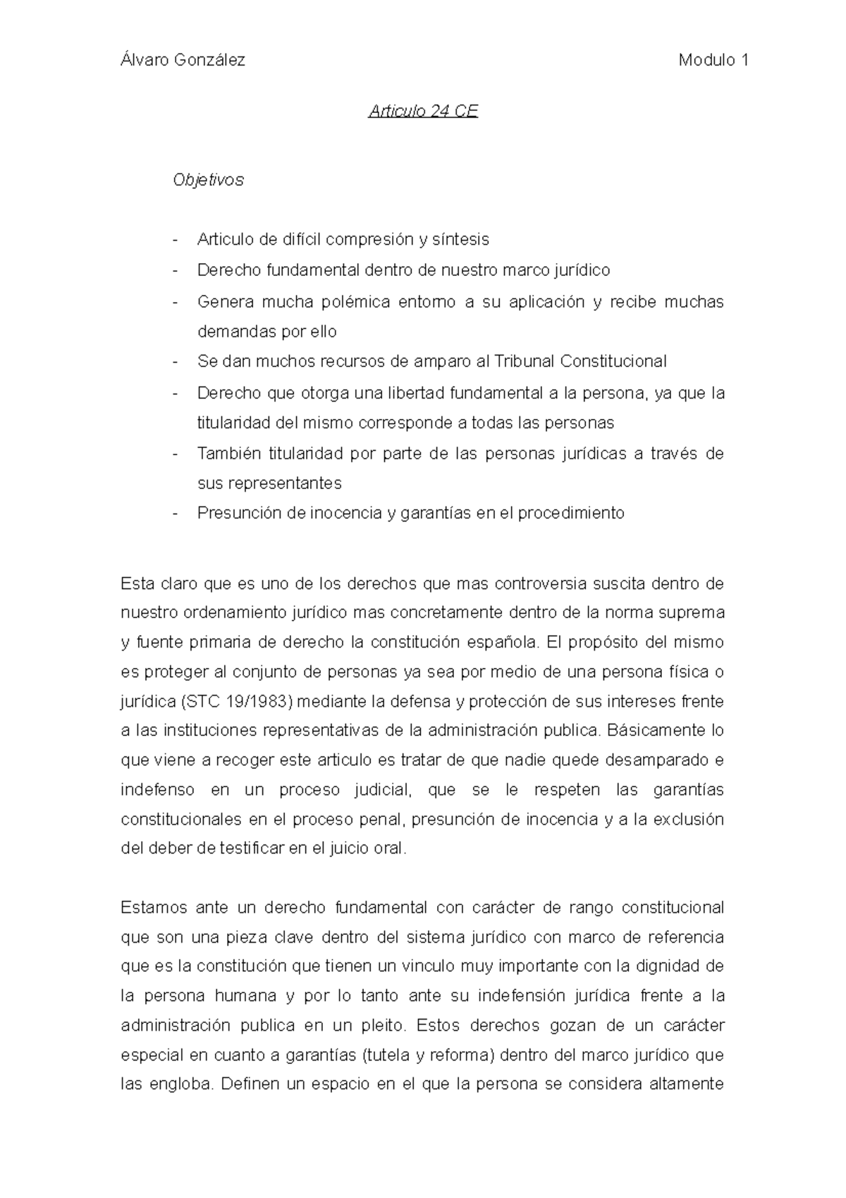 Articulo 24 CE - Modulo 1 Articulo 24 CE Objetivos Articulo de y ...