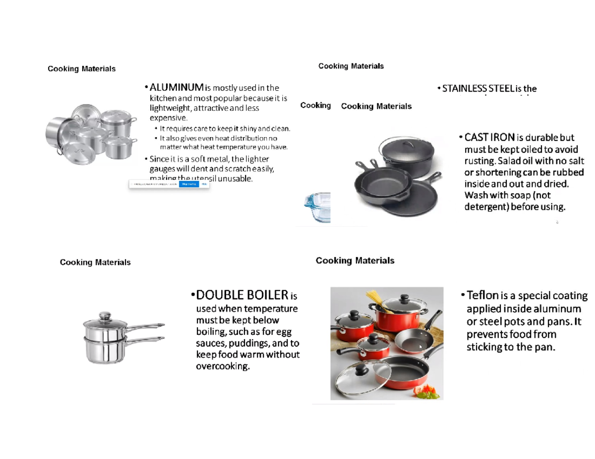 Nutri lab cooking materials - Bs Nursing - Studocu