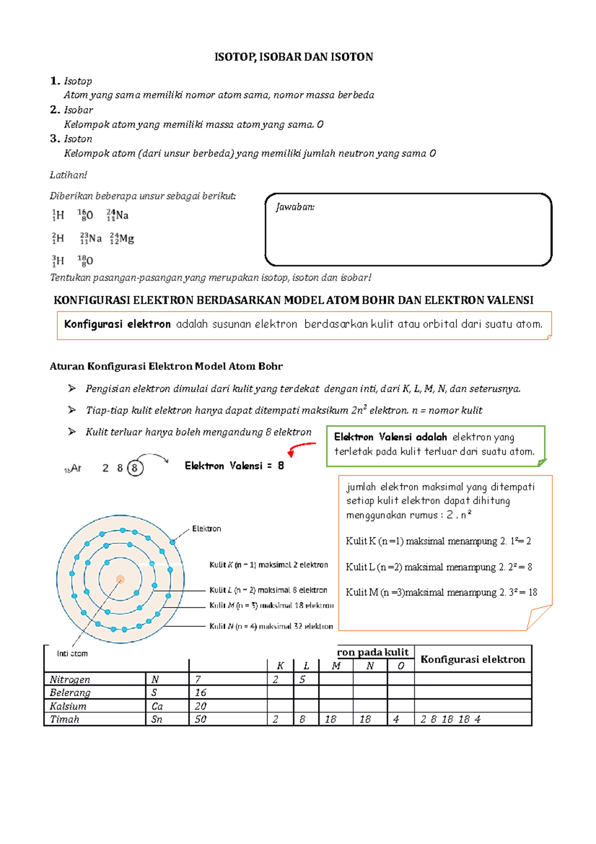 LKPD 1 - lkpd - ISOTOP, ISOBAR DAN ISOTON 1. Isotop Atom yang sama ...