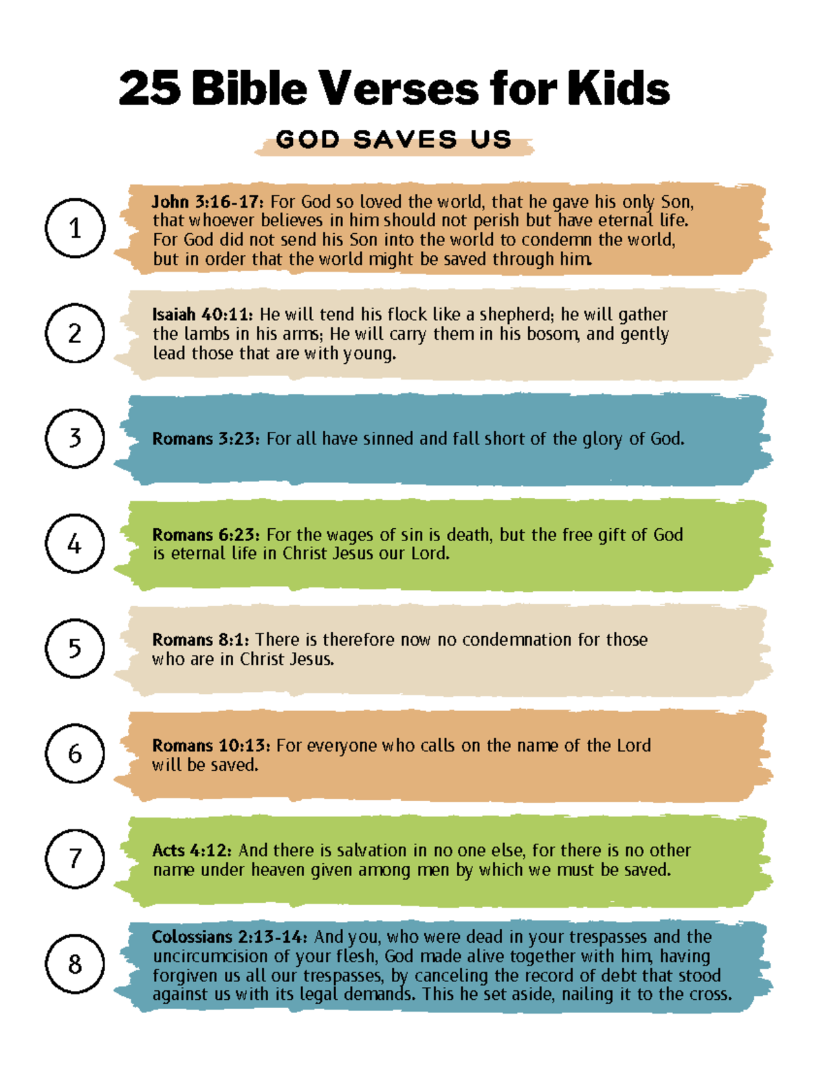 Tadisa 25-Bible-Verses-for-Kids-to-Memorize - 1 2 3 4 5 6 7 8 John 3:16 ...