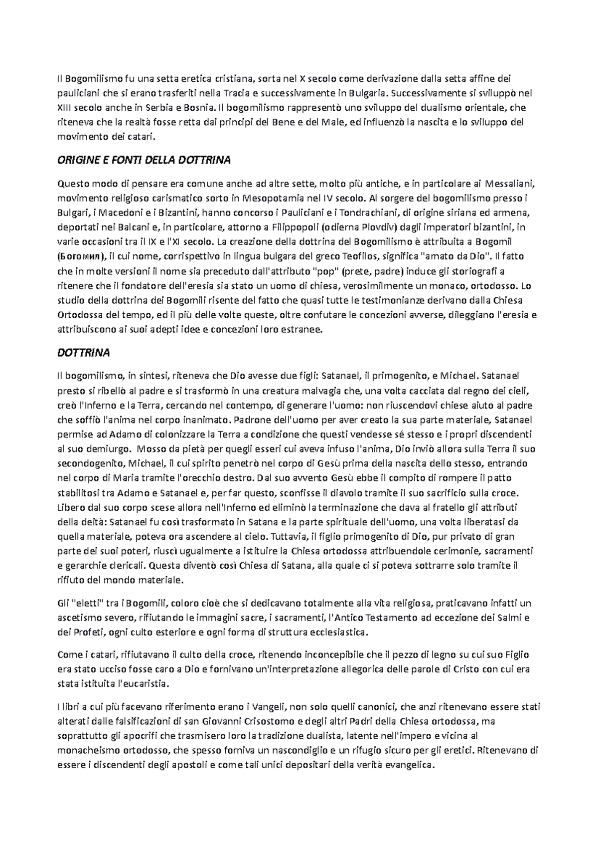 Bogomili - Il Bogomilismo fu una setta eretica cristiana, sorta nel X ...