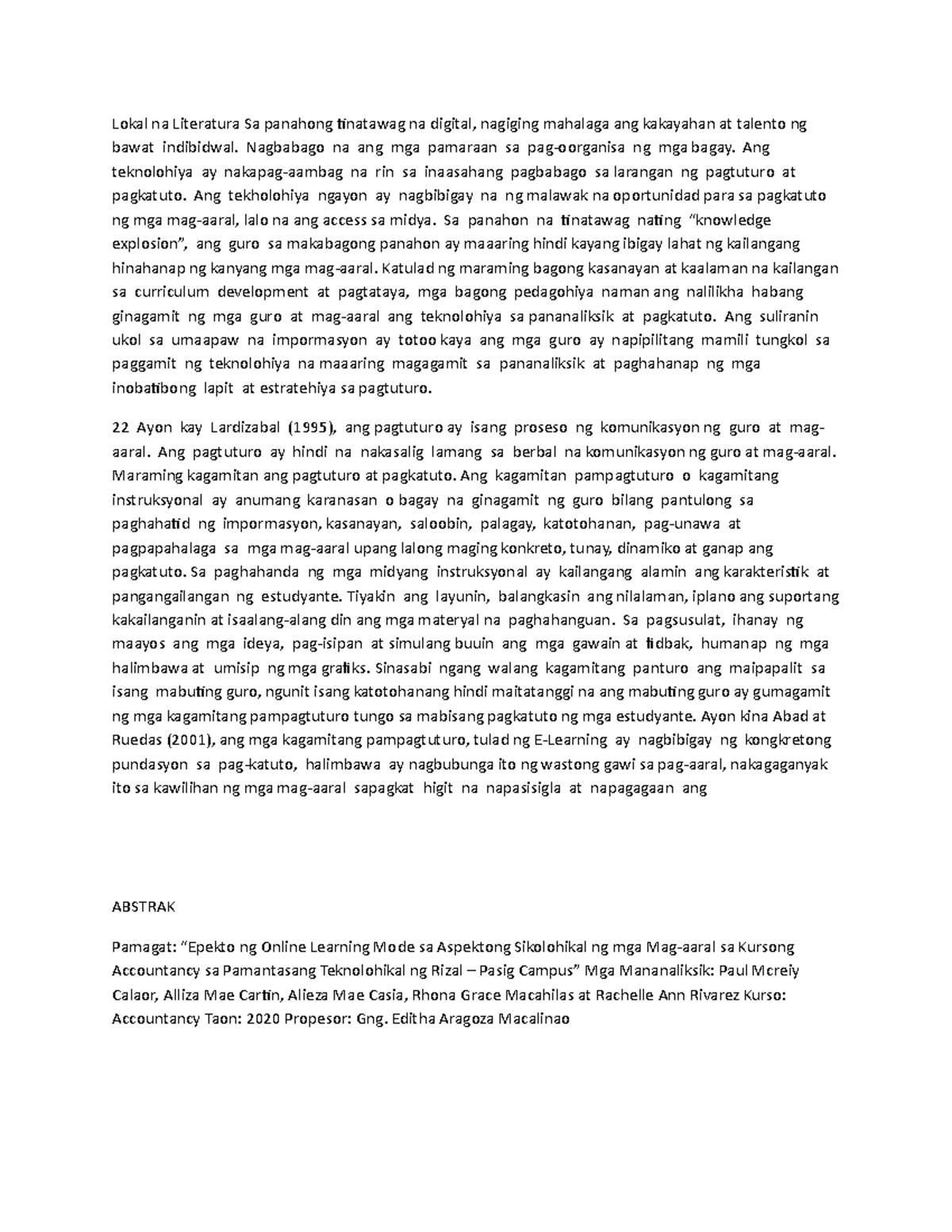 Lokal na Litera-WPS Office - Lokal na Literatura Sa panahong tinatawag ...