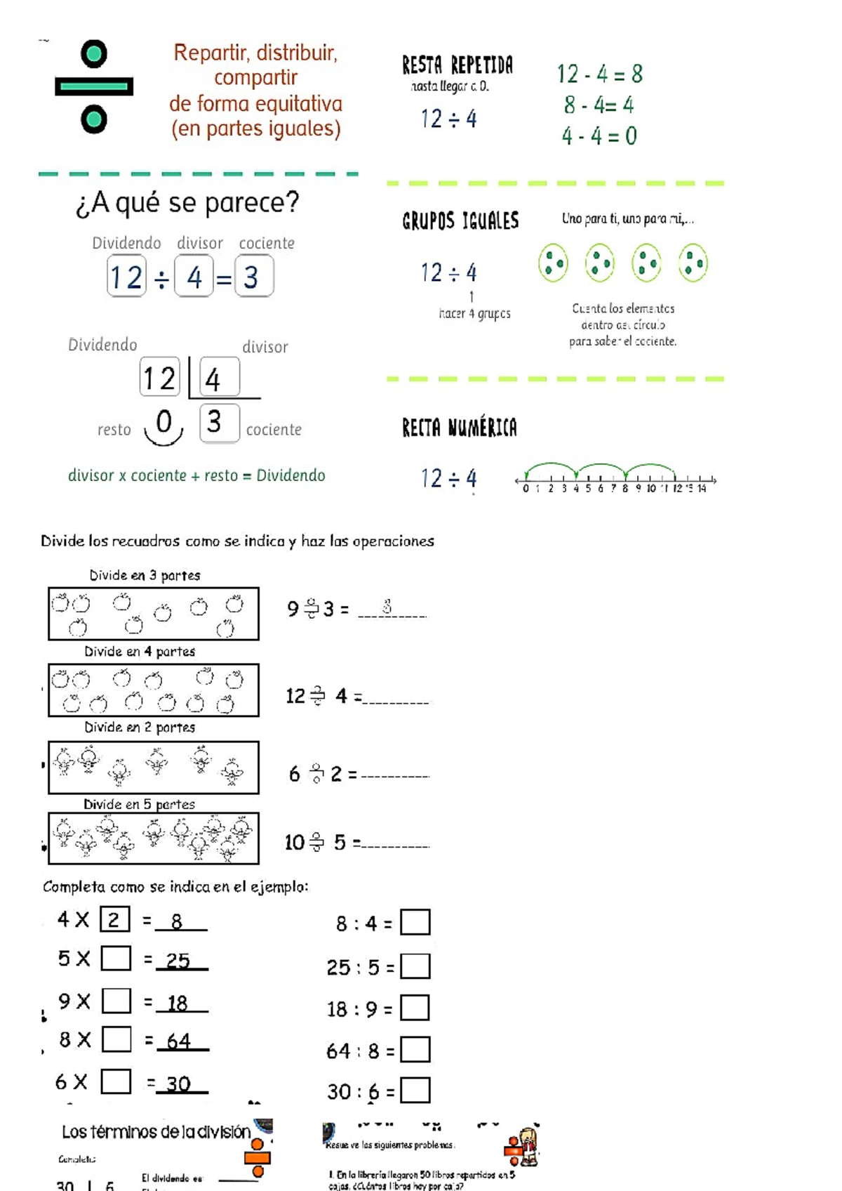 Actividades PARA Dividir - O Repartir, distribuir, RESTA REPETIDA ...