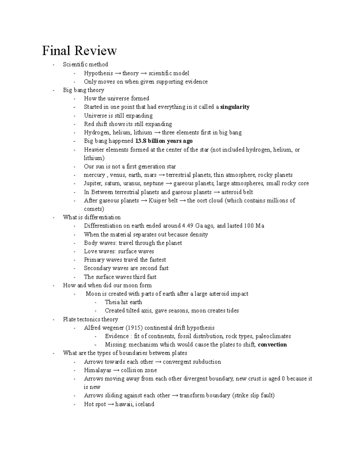 Final Exam Review SOE 101 - Final Review Scientific method Hypothesis → ...