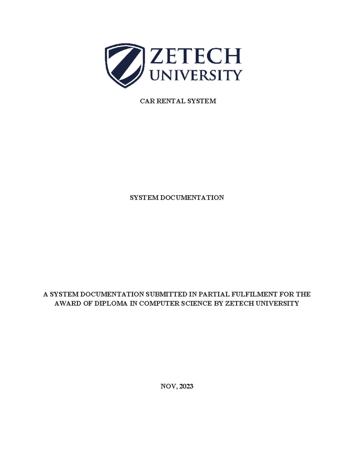 System Documentation Template - CAR RENTAL SYSTEM SYSTEM DOCUMENTATION ...