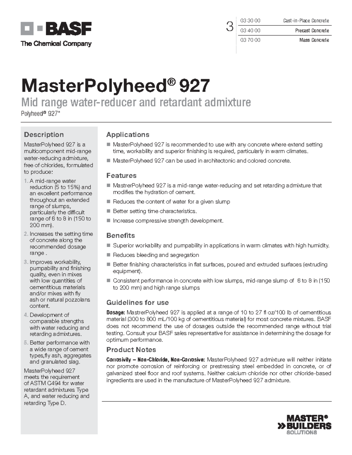 Master Polyheed 927 - Analisis - Applications MasterPolyheed 927 is ...