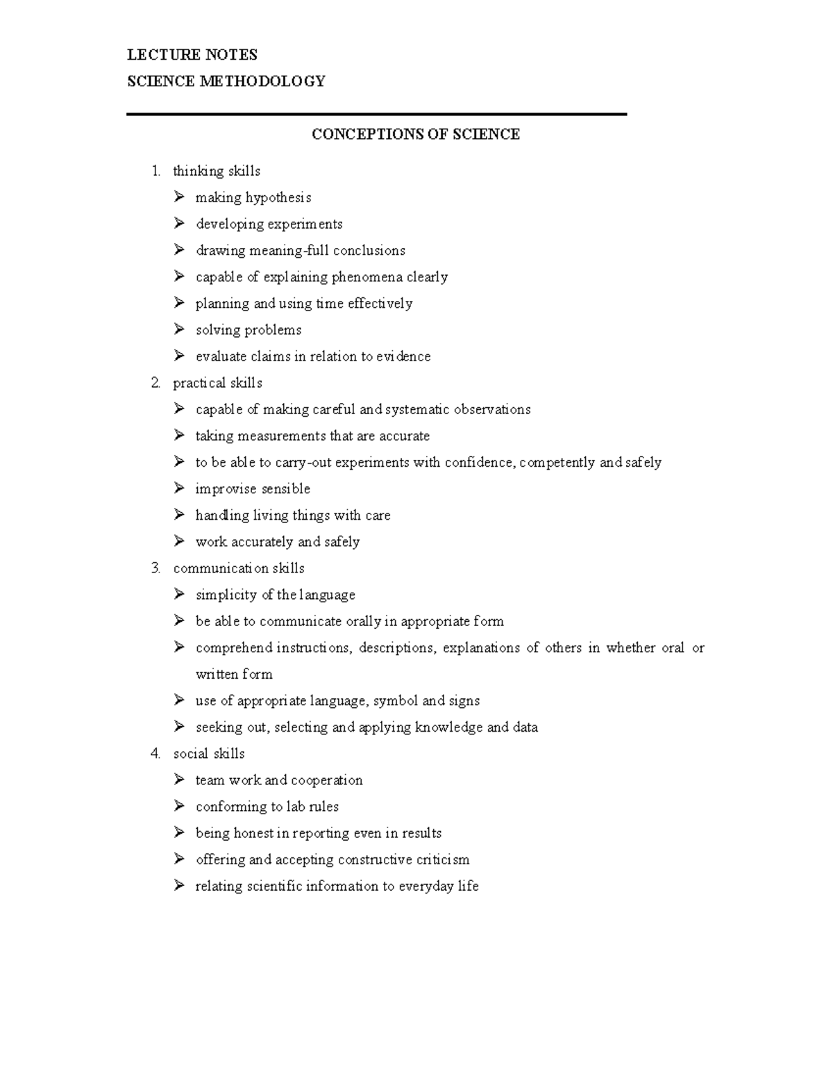Conceptions Of Sciencelecture Notes Lecture Notes Science 4614