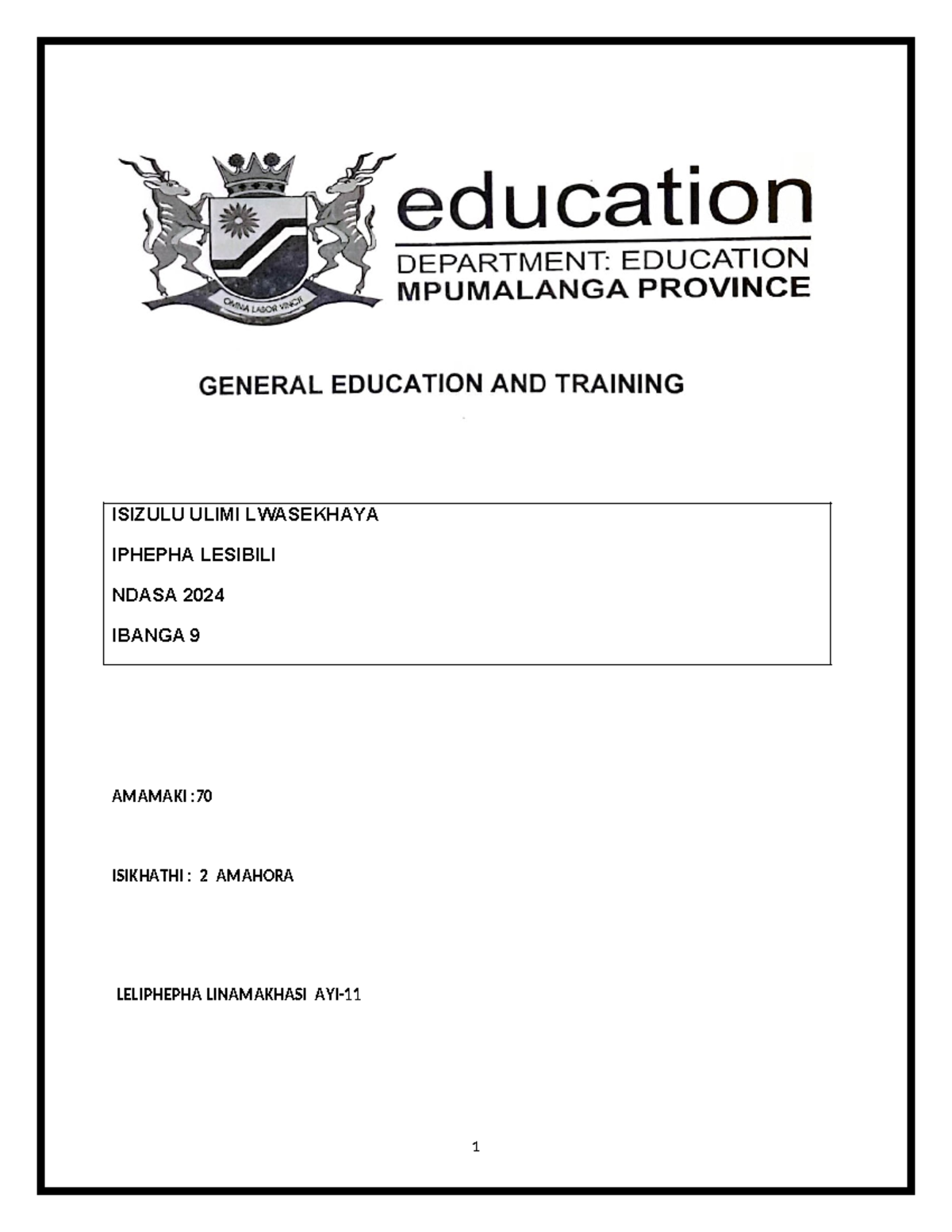 Ndasa 2024 - ISIZULU ULIMI LWASEKHAYA IPHEPHA LESIBILI NDASA 2024 ...