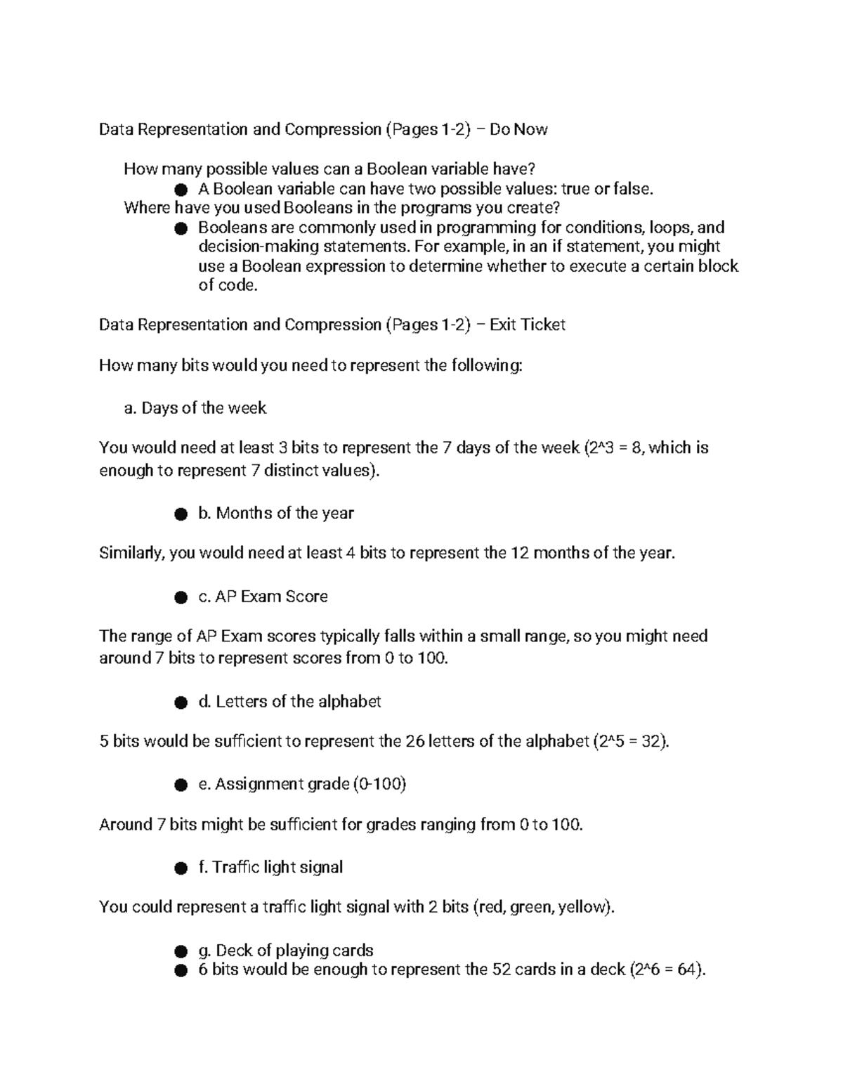 Data Representation and Compression (Pages 1-2) – Do Now - Where have ...