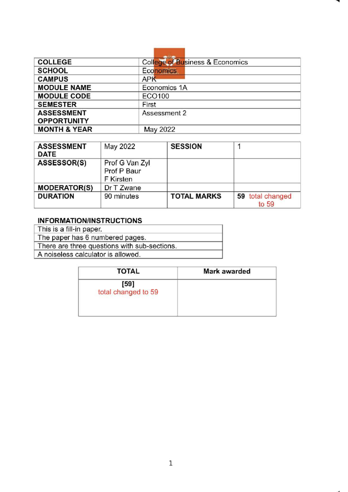 Economics 1A Semester TEST 2 - Studocu