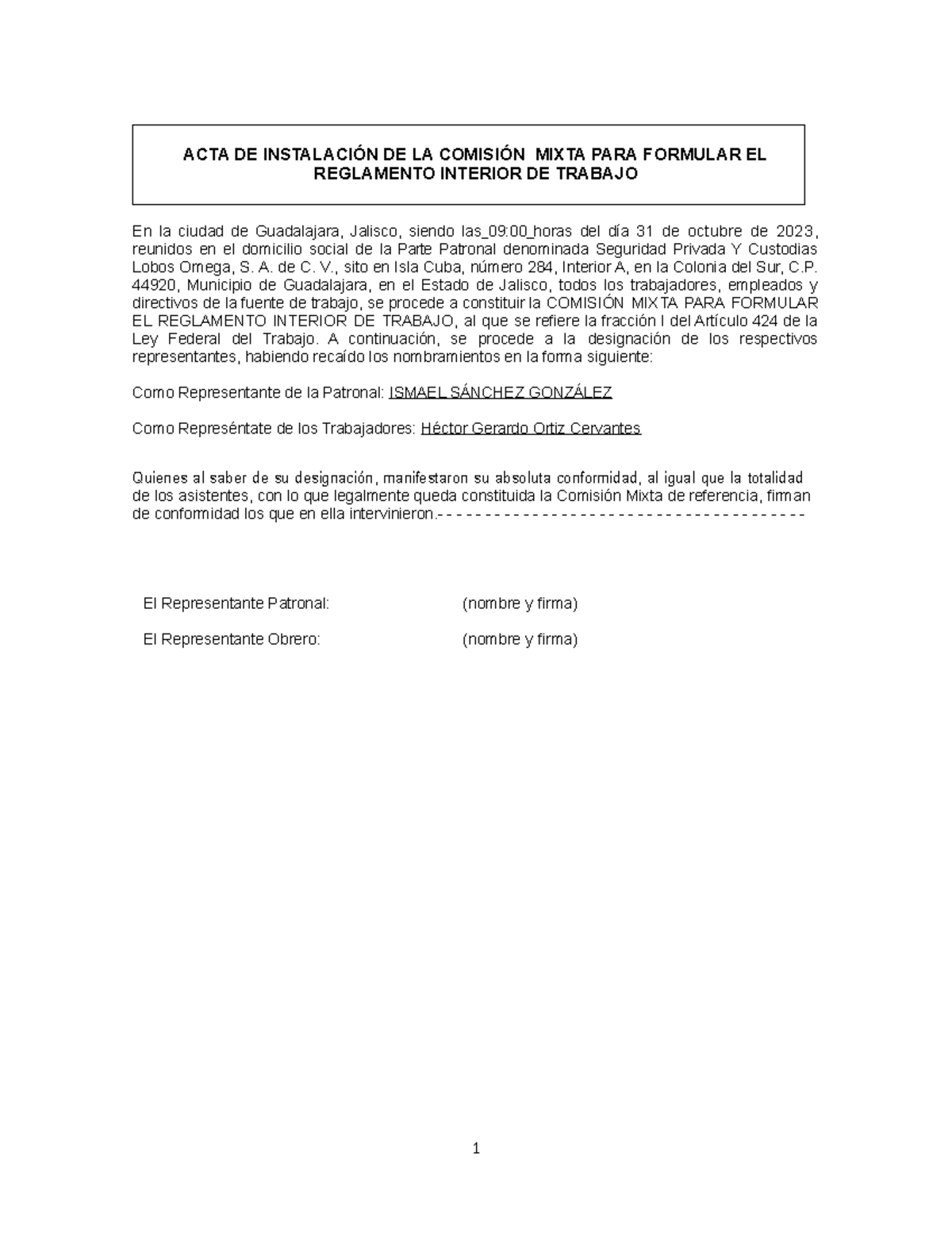 Comision RIT - En la ciudad de Guadalajara, Jalisco, siendo las 09:00 ...