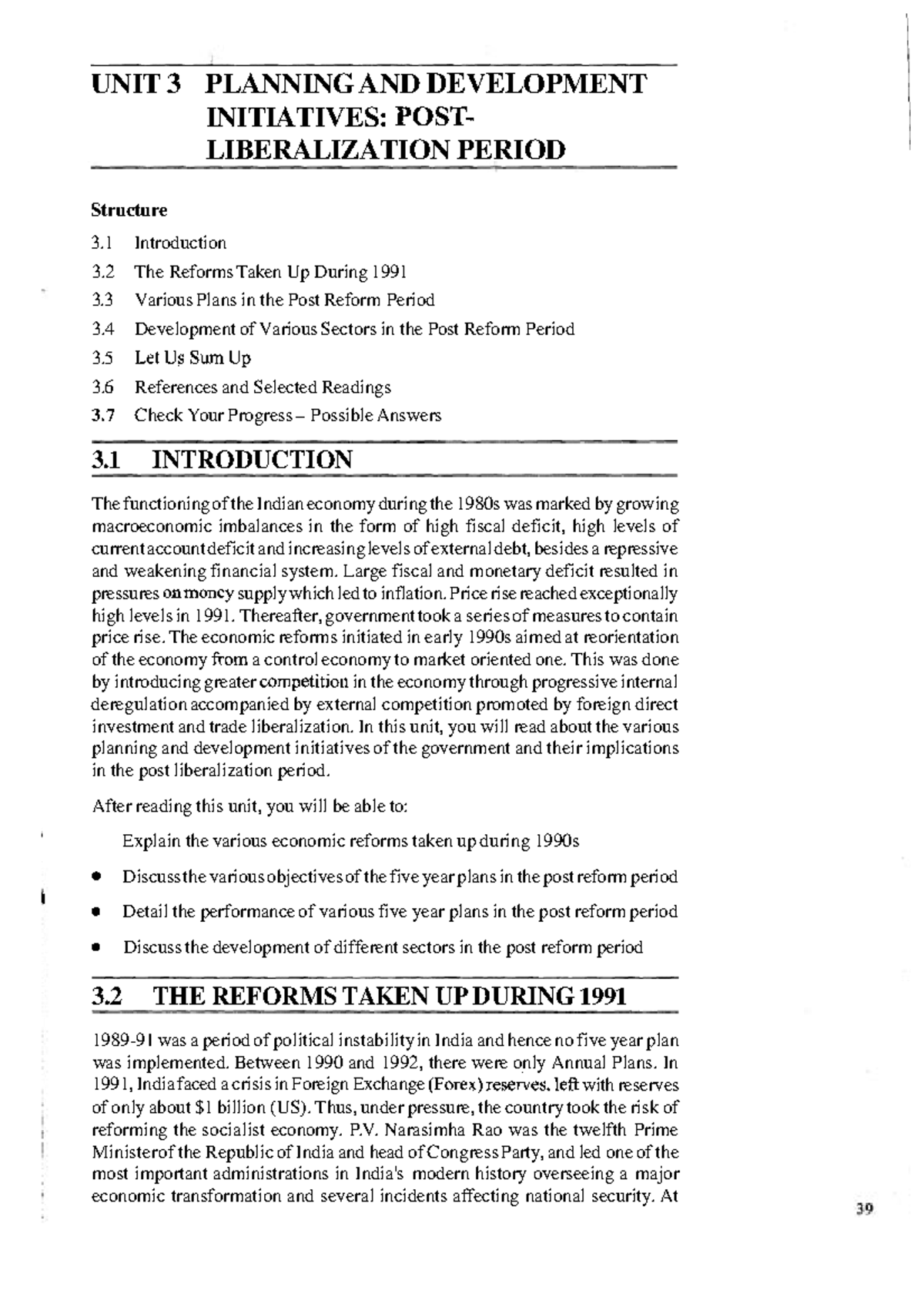 Post reform plans - good - UNIT 3 PLANNING AND DEVELOPMENT INITIATIVES ...