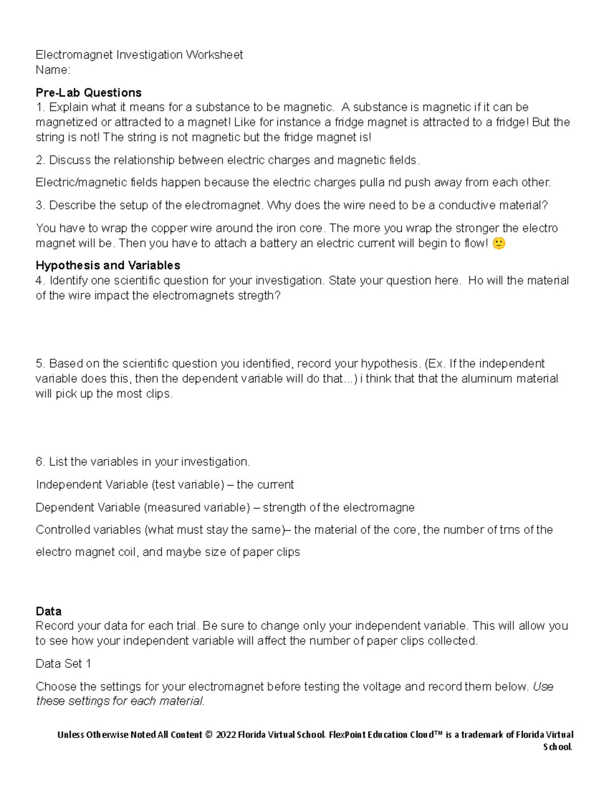 02.06 electromagnet worksheet - Electromagnet Investigation Worksheet ...