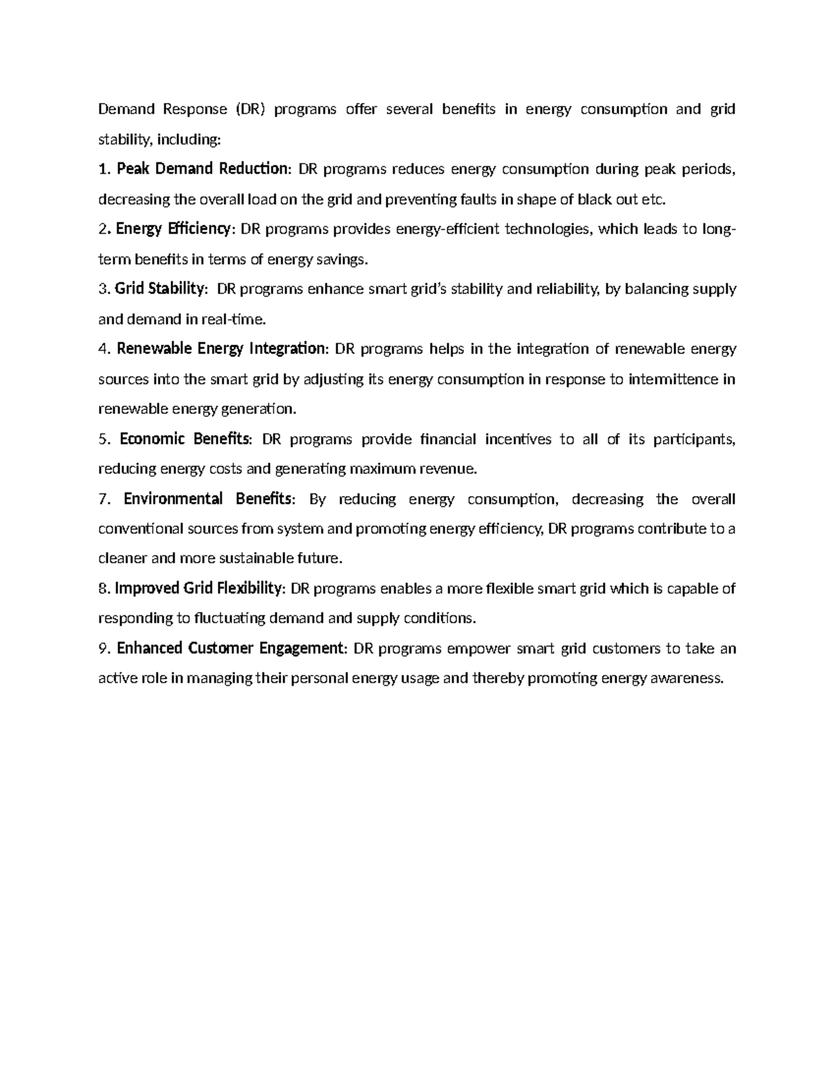 Demand Response benefits - Demand Response (DR) programs offer several ...