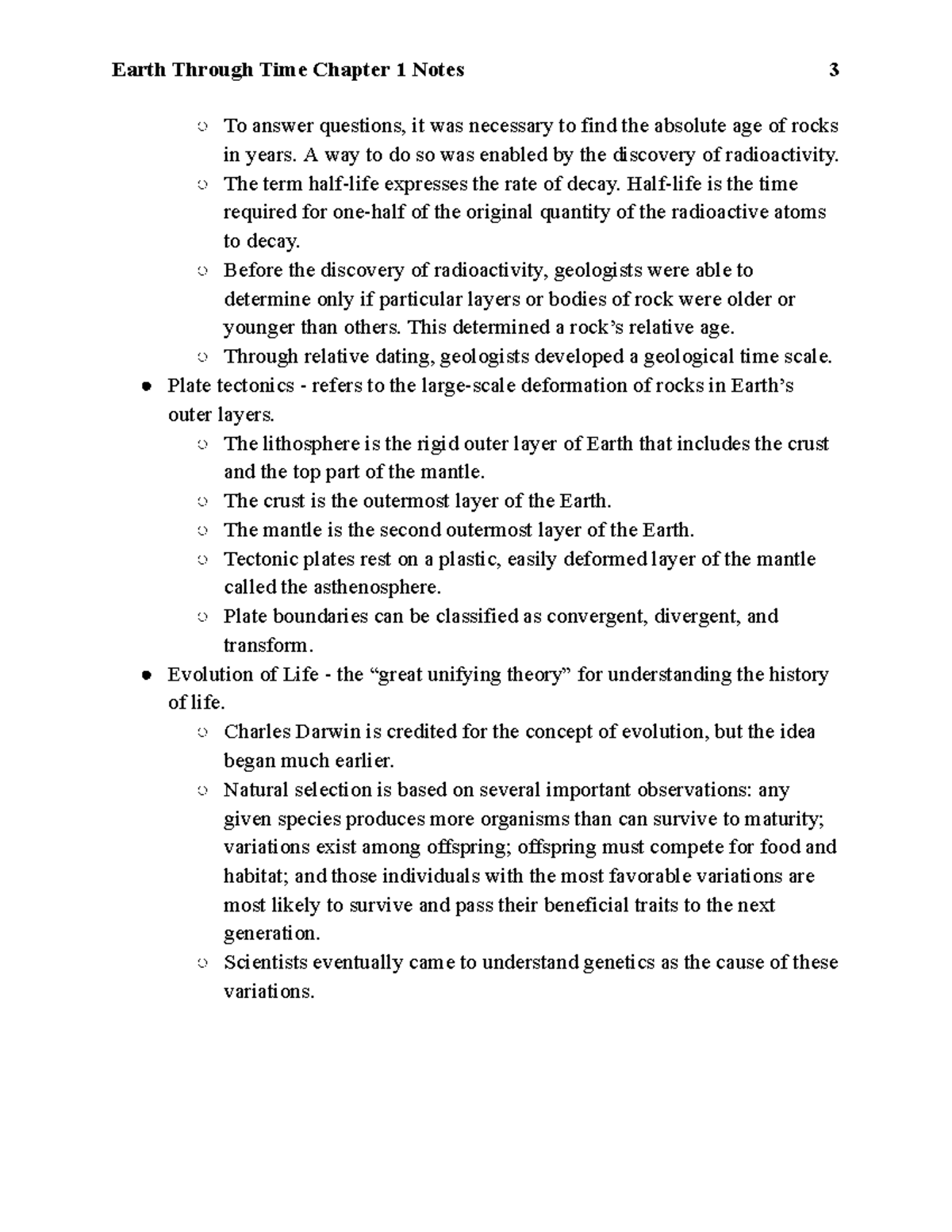 Chapter 1 Notes Part 3 - Earth Through Time Chapter 1 Notes 3 To answer ...