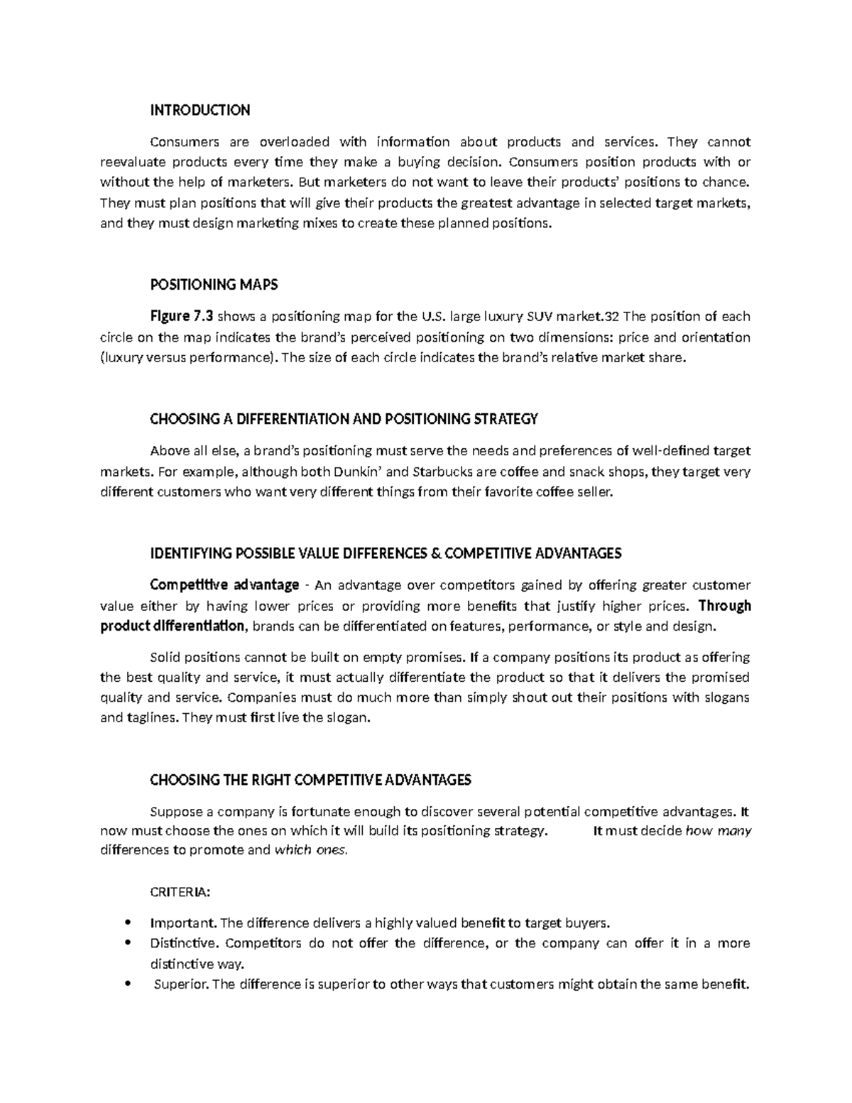 Differentiation AND Positioning - INTRODUCTION Consumers are overloaded ...