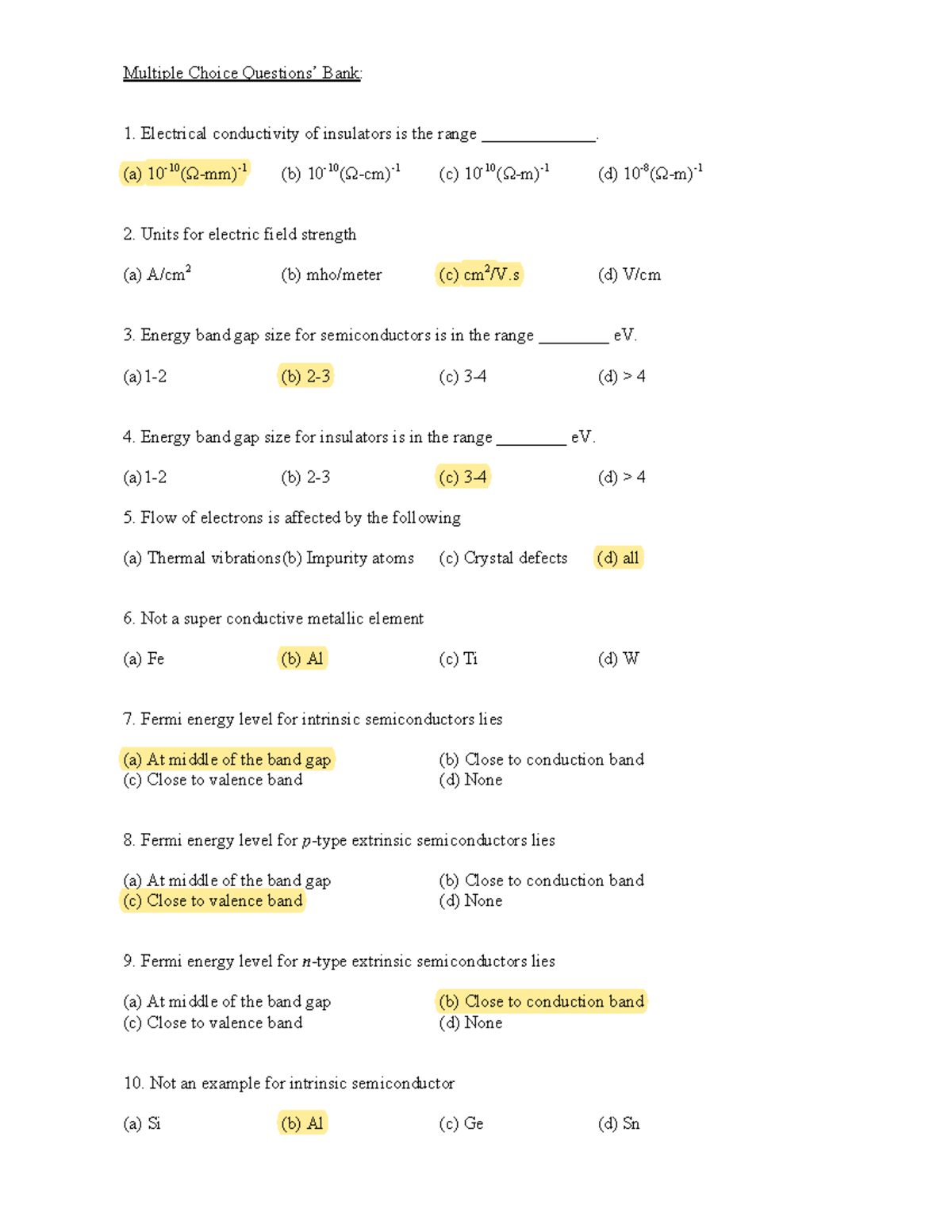 MCQ Solid State - Lecture notes 8 - Multiple Choice Questions’ Bank ... MCQ Solid State - Lecture notes 8 - Multiple Choice Questions’ Bank ...