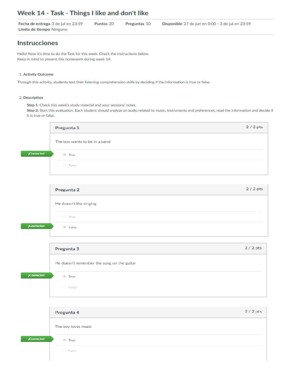 Week 14 - Task - Things I like and don't like Ingles - Studocu