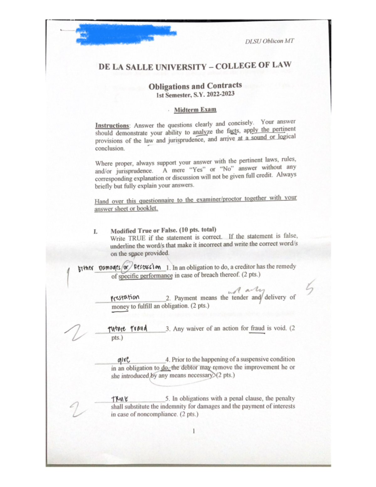 Oblicon Midterm - Obligations and Contracts - Studocu