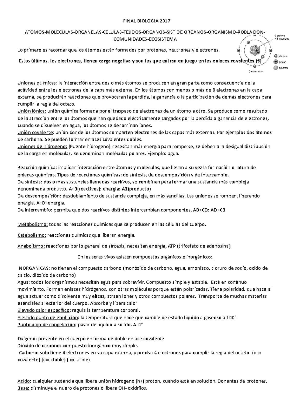 Final Biologia 2017 - Apuntes TODAS LAS UNIDADES - ####### FINAL ...