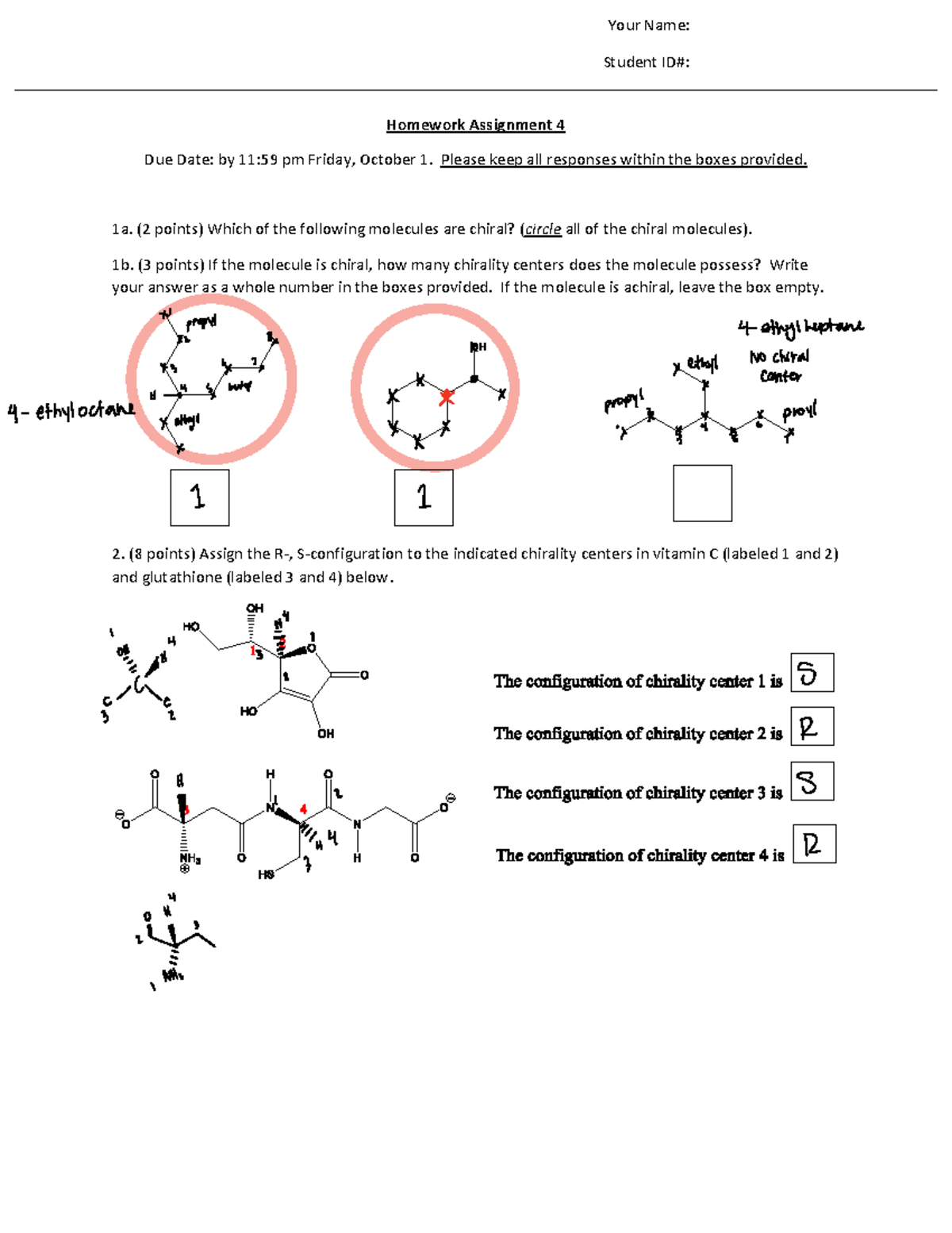 CHE230 Homework+Assignment+4 - Your Name: Student ID#: Homework ...
