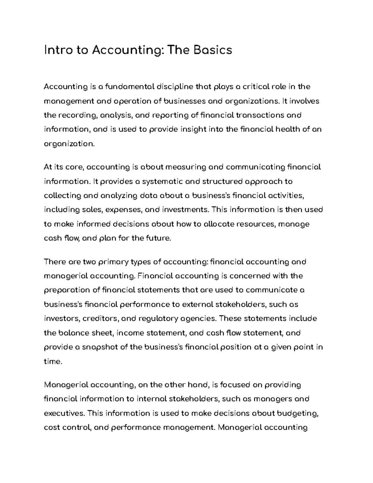 Intro to Accounting : The Basics - Intro to Accounting: The Basics ...