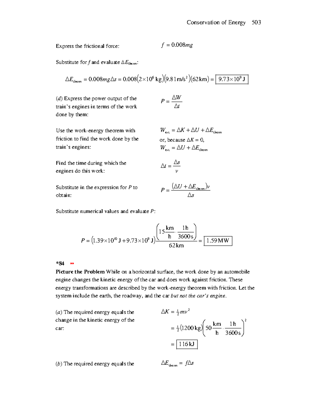 Physics Material - Conservation of Energy 503 Express the frictional ...