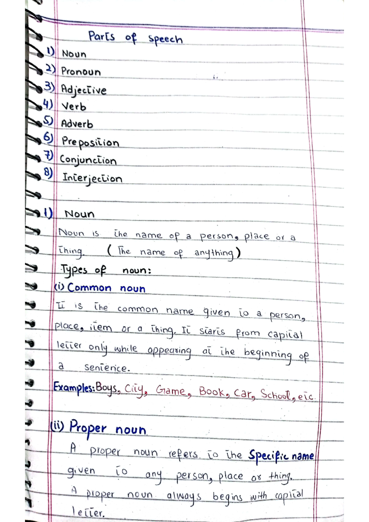 Parts Of Speech English Studocu