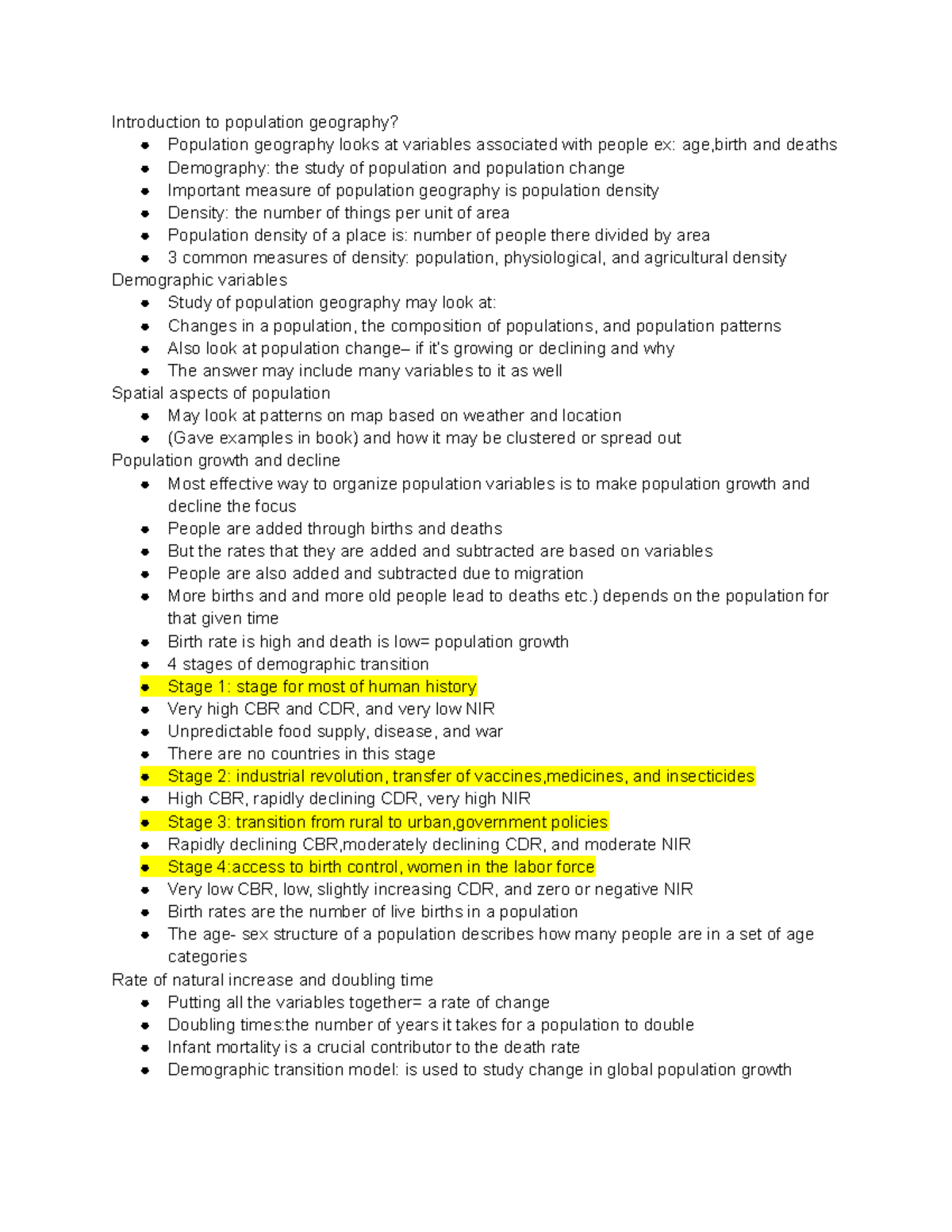 Geo notes human population September 29th - Introduction to population ...