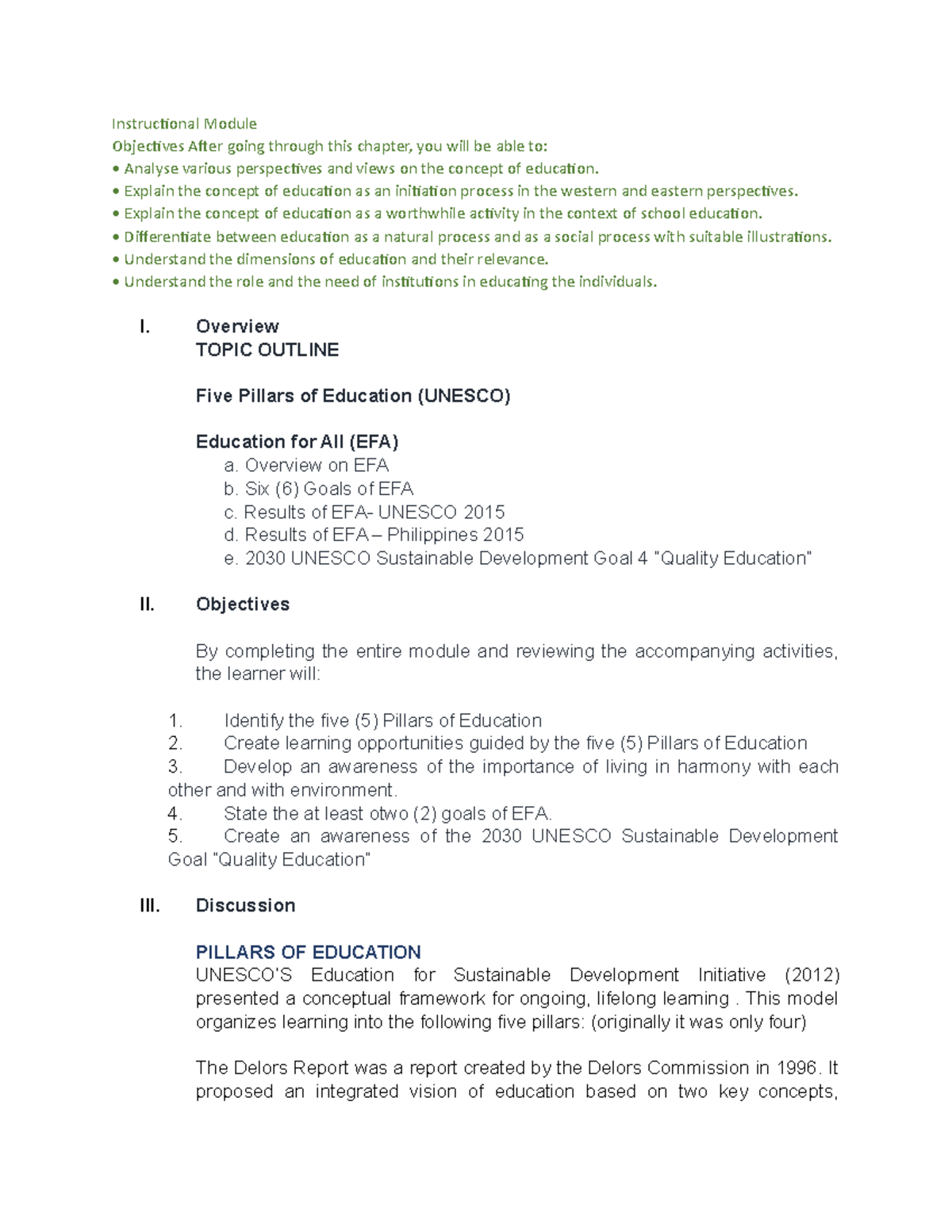 Instructional Module - Instructional Module Objectives After going ...