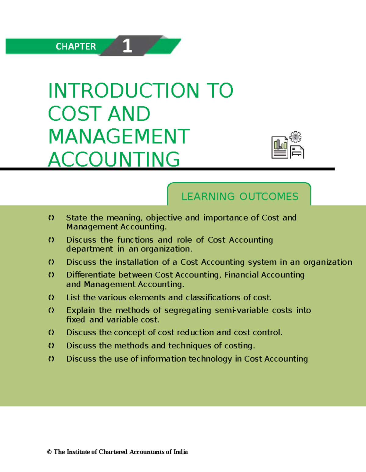 1 Introduction TO COST Management - © The Institute of Chartered ...