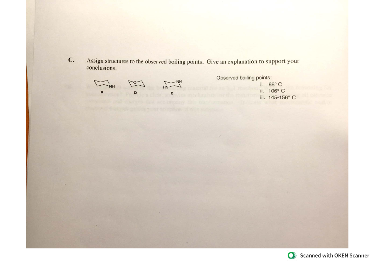 Chemistry 2 - Determining the Boiling points for the given structures ...