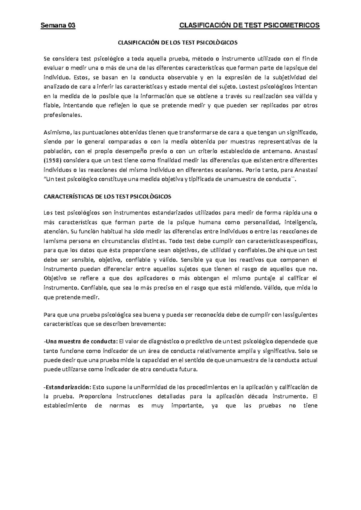 LOS TEST Psicometricos - CLASIFICACIÓN DE LOS TEST PSICOLÒGICOS Se ...