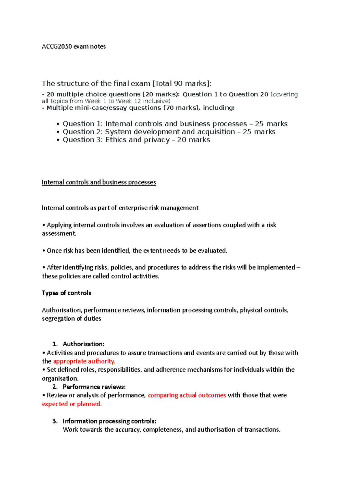 ACCG2050 exam notes - ACCG250 - MQ - Studocu
