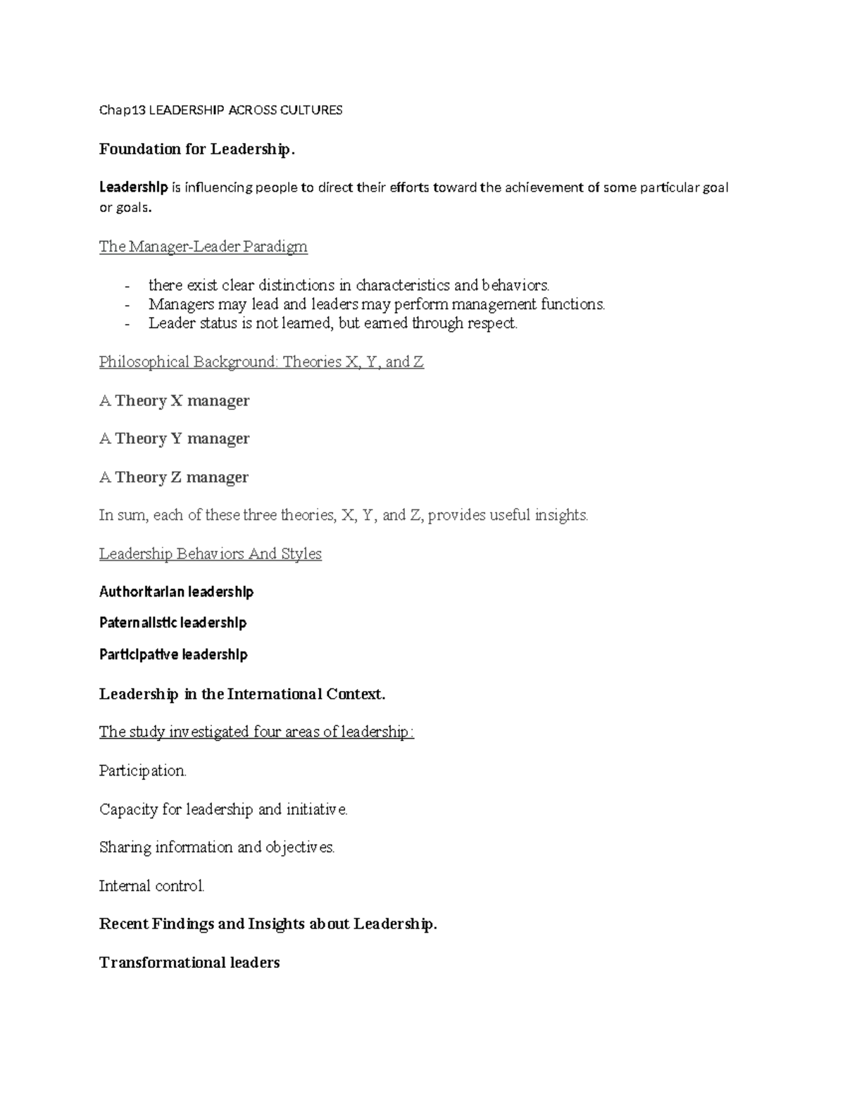 Chap13 Leadership Across Cultures - Chap13 LEADERSHIP ACROSS CULTURES ...