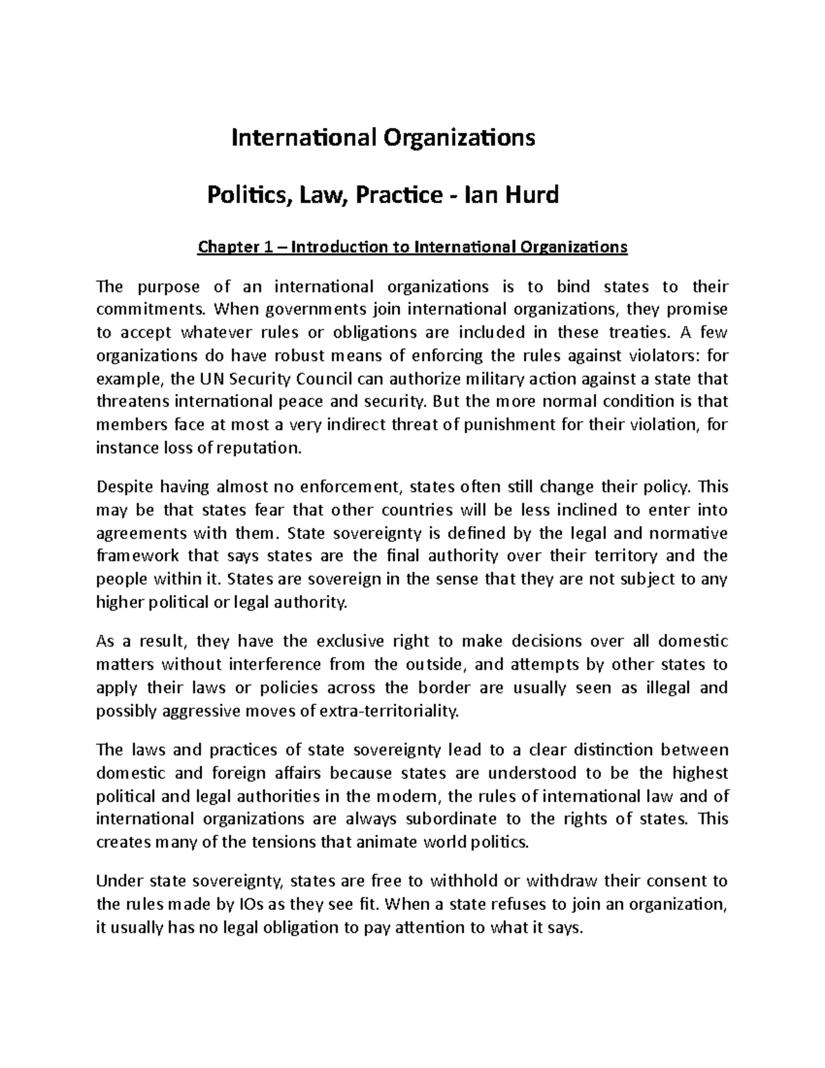 International Organizations Samenvatting - International Organizations ...